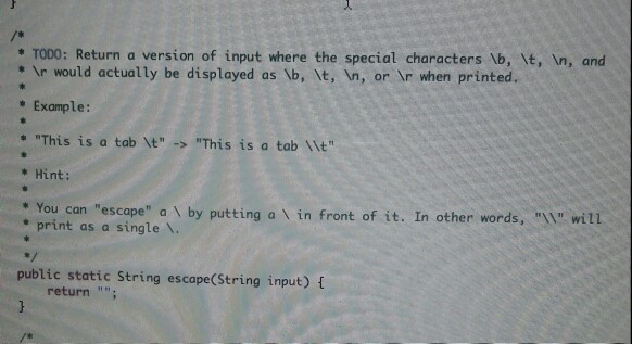Solved * TODO: Return a version of input where the special | Chegg.com