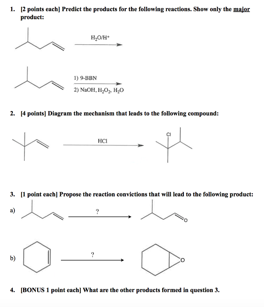 Solved Predict the products for the following reactions. | Chegg.com