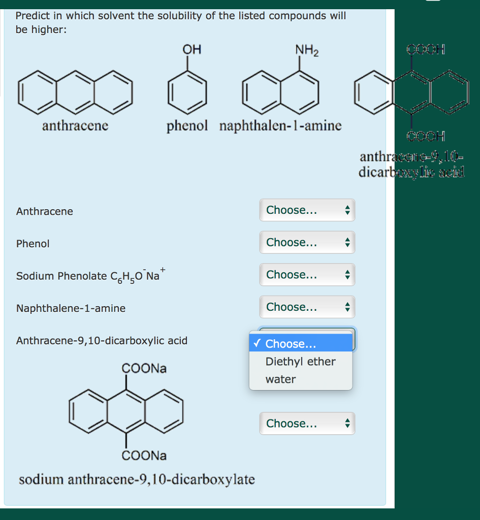 Solved Predict in which solvent the solubility of the listed | Chegg.com