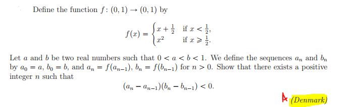 Solved Define the function f: (0, 1) → (0, 1) by Let a and b | Chegg.com