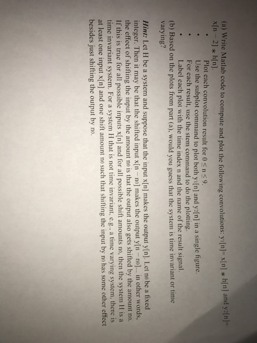 Solved Write Matlab Code To Compute And Plot The Following