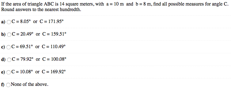 Solved If the area of triangle ABC is 14 square meters, with | Chegg.com