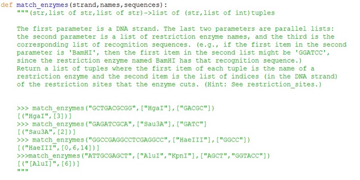 Solved def match enzymes (strand, names, sequences): """ | Chegg.com