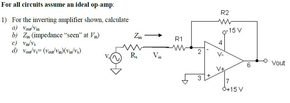 Solved For all circuits assume an ideal op-amp: For the | Chegg.com