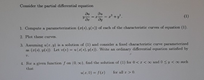 Solved Consider the partial differential equation Ou au 1. | Chegg.com