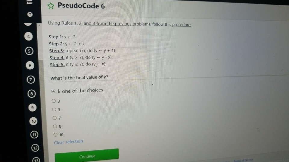Solved Pseudocode 6 Using Rules 12 And 3 From The 