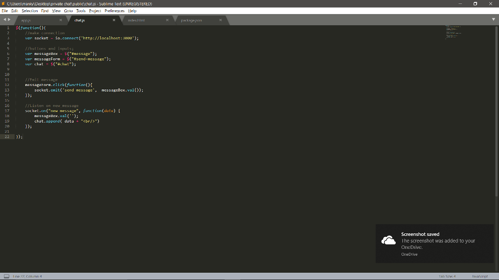 Solved I am working on the chatroom using node.js and | Chegg.com