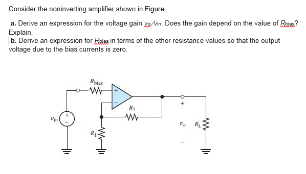 Solved Consider the noninverting amplifier shown in Figure | Chegg.com