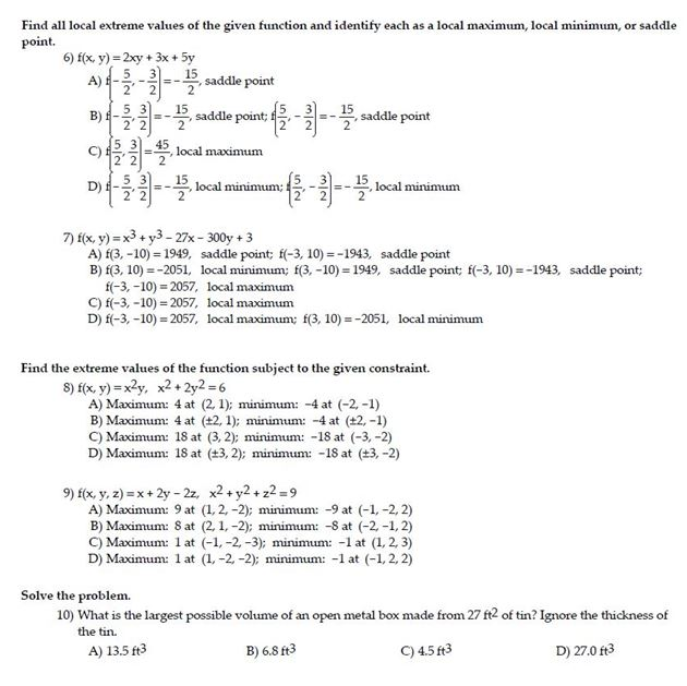 Solved Find all local extreme values of the given function | Chegg.com