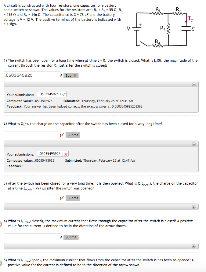 Solved A circuit is constructed with four resistors, one | Chegg.com