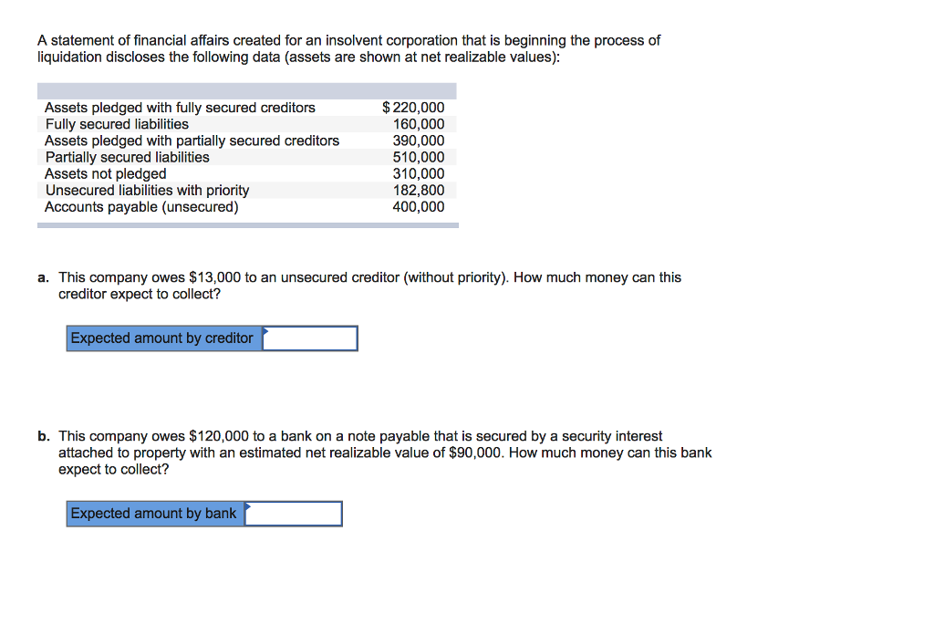 Solved A statement of financial affairs created for an | Chegg.com