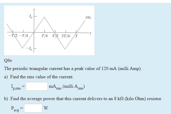 Solved The periodic triangular current has a peak value of | Chegg.com