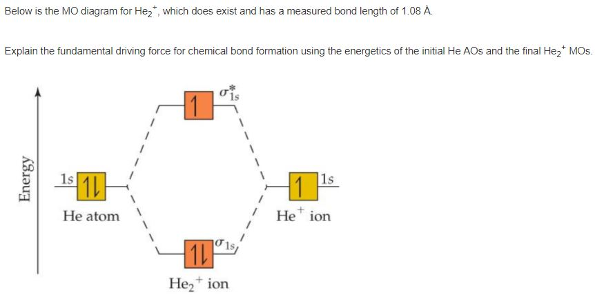 Solved Below is the MO diagram for He2, which does exist and | Chegg.com