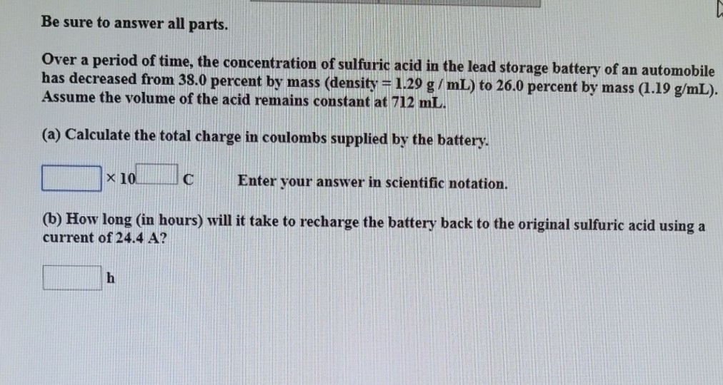 Solved Be sure to answer all parts. Ov er a period of time, | Chegg.com