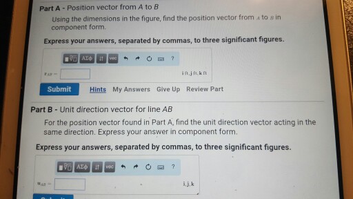 Solved Part A Position vector from A to B Using the | Chegg.com
