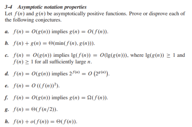 Solved 3 4 Asymptotic Notation Properties Let F N And G N