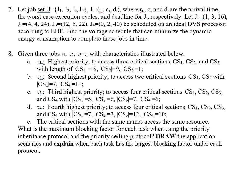 7. Let job set J-\Ji, J2, J3, J4), J (ri, Ci, di), | Chegg.com
