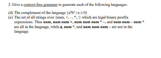 Solved 2. Give a context-free grammar to generate each of | Chegg.com