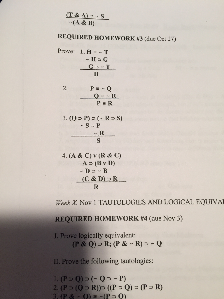 Philosophy- logic Proofs I need help with how to | Chegg.com