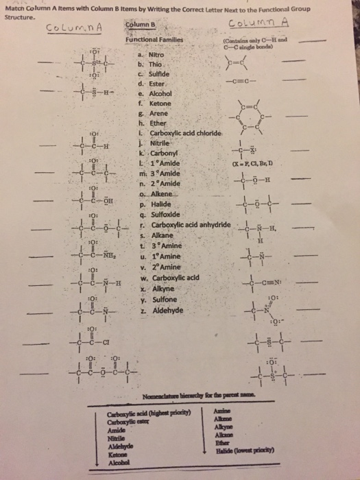 Solved Match Column A Items with Column B Items by Writing | Chegg.com
