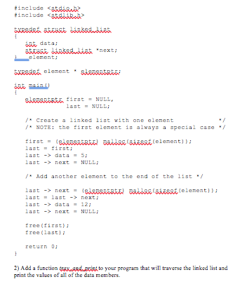Solved #include next NULL Add another element to the end of | Chegg.com