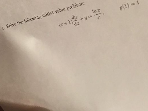 Solved Solve the following Initial value problem: (x + | Chegg.com
