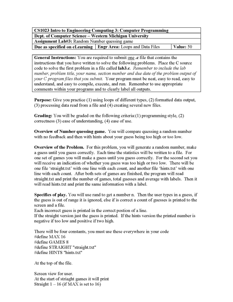 Solved CS1023 Intro to Engineering Computing 3: Computer | Chegg.com