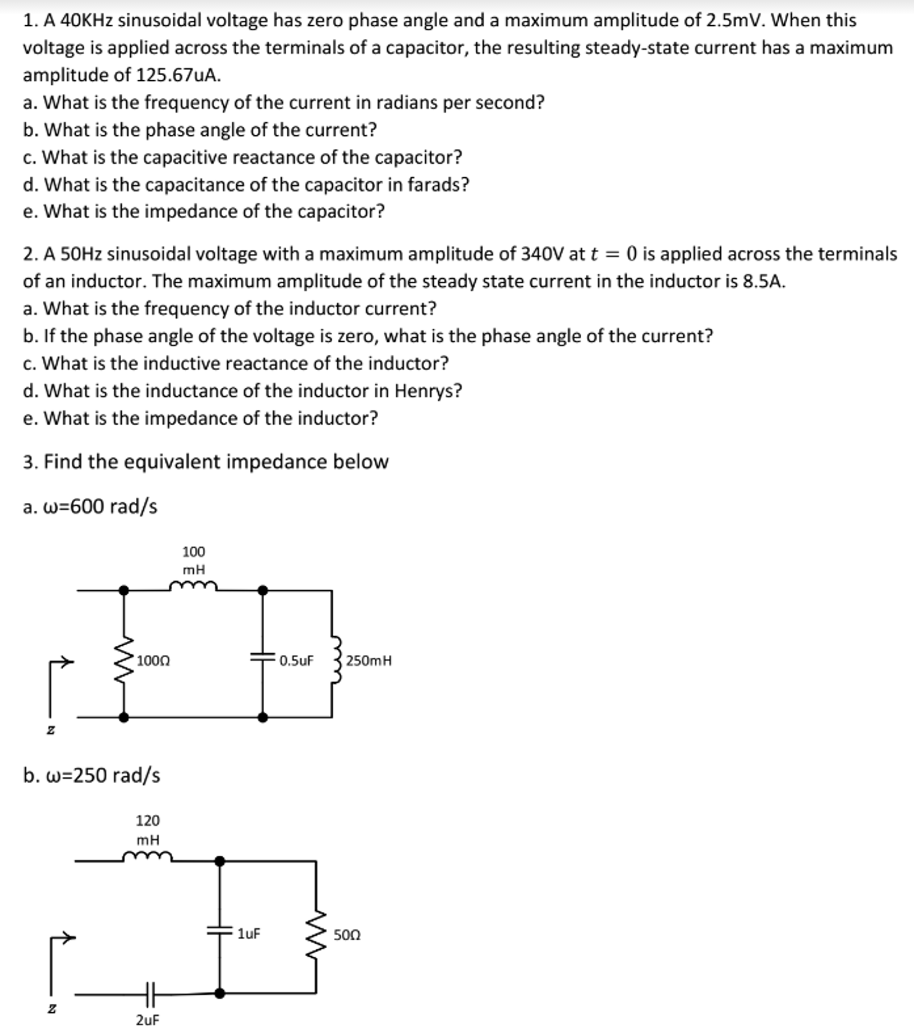 Solved A 40KHz sinusoidal voltage has zero phase angle and a | Chegg.com