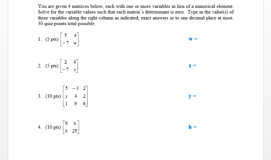 Solved You are given 4 matrices below, each with one or more | Chegg.com