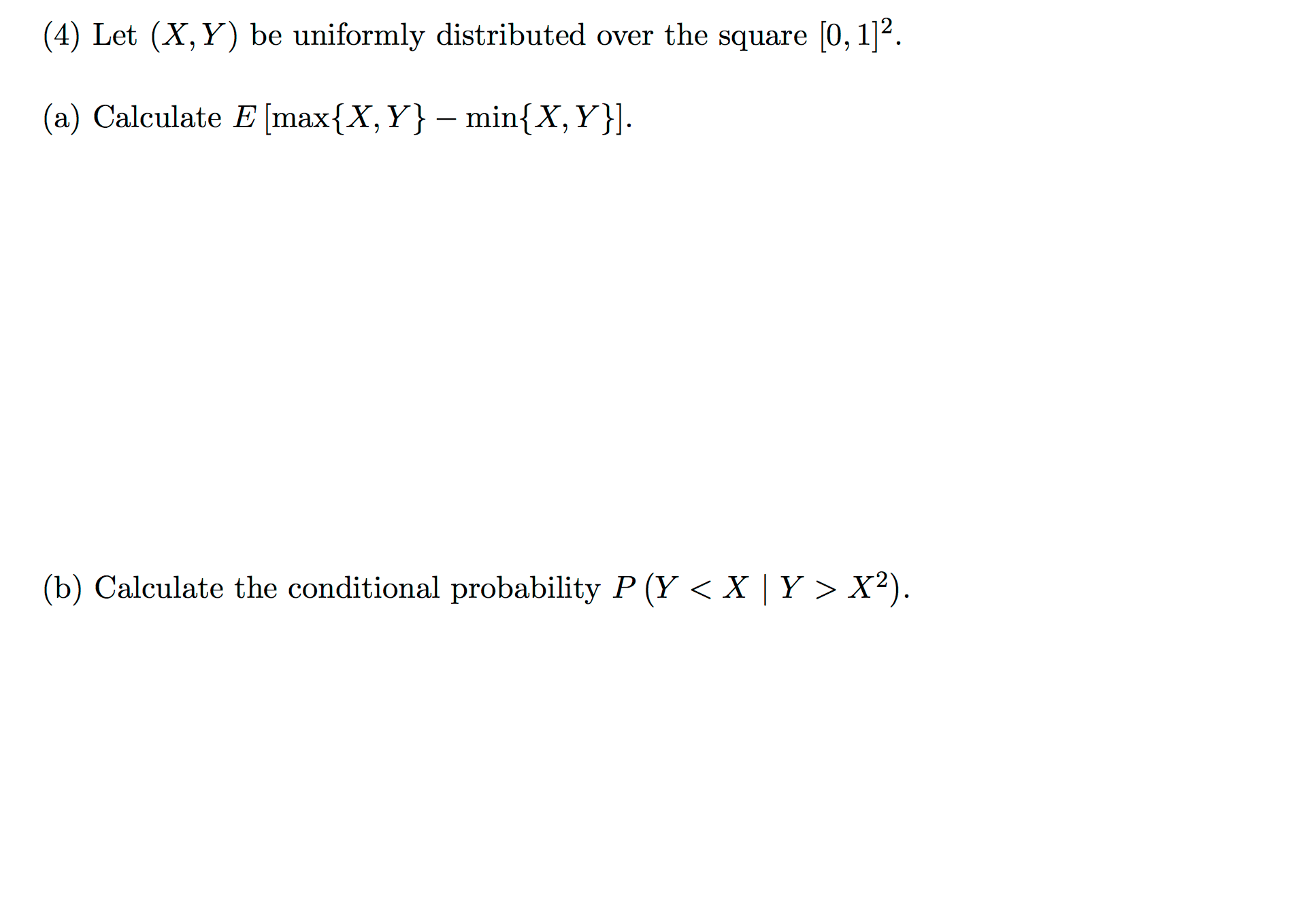 Solved (4) Let (X, Y) be uniformly distributed over the | Chegg.com