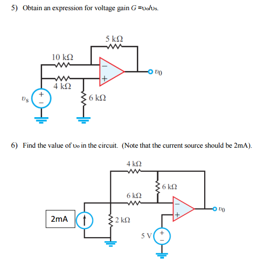 Solved Obtain an expression for voltage gain G = vo/vs. 6) | Chegg.com