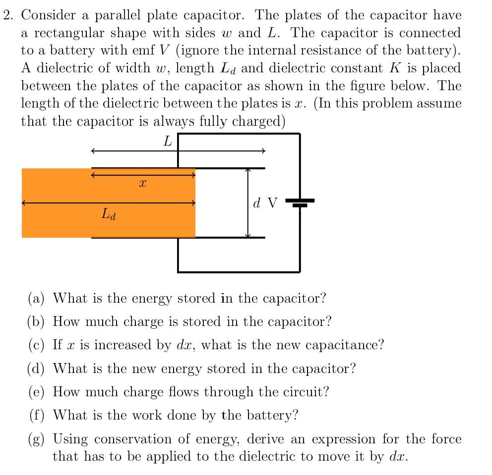 2. Consider a parallel plate capacitor. a rectangular | Chegg.com