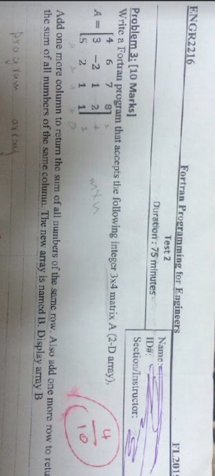 Solved Write a Fortran program that accepts the following | Chegg.com