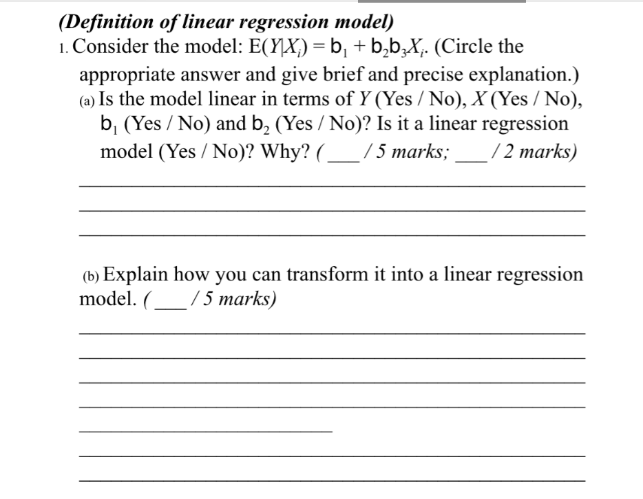 Solved (Definition of linear regression model) . Consider | Chegg.com
