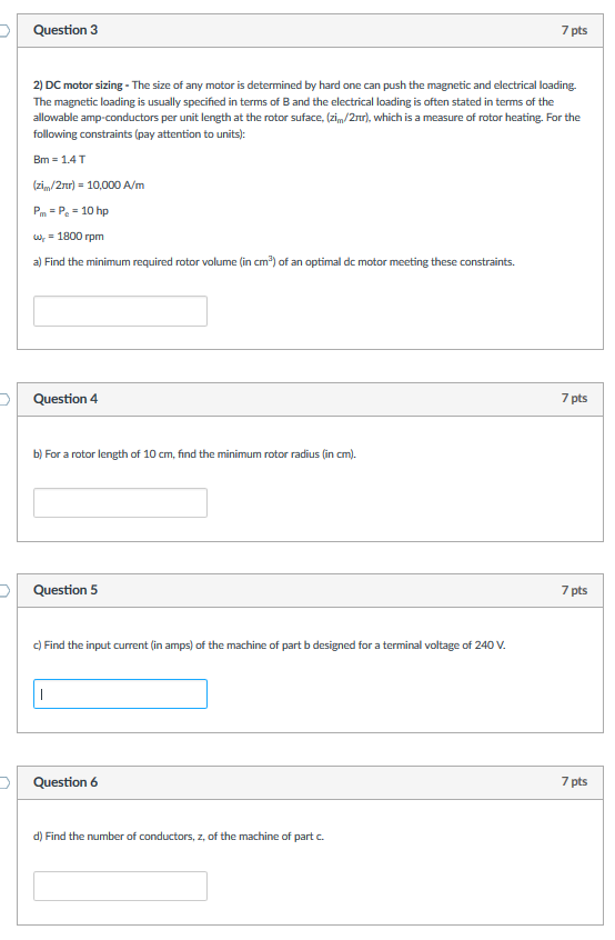 DC motor sizing-The size of any motor is determined | Chegg.com