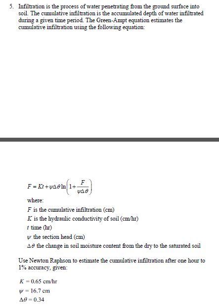 Infiltration is the process of water penetrating from | Chegg.com
