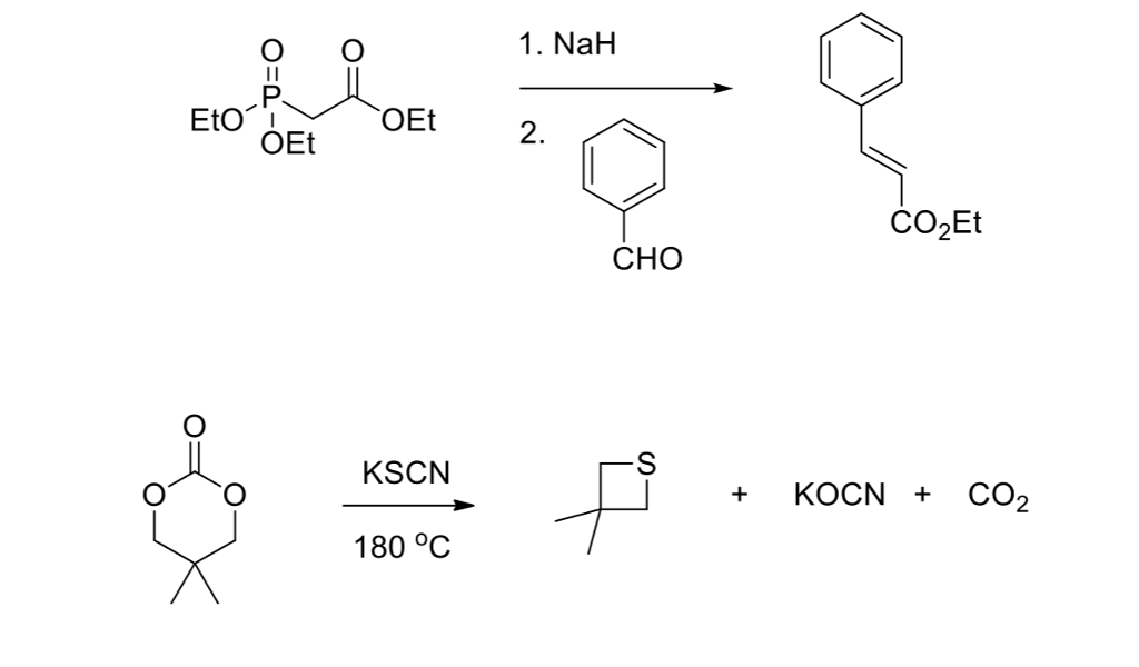 Solved 1. NaH EtO OEt OEt 2. CO2Et CHO KOCN CO2 180 oC | Chegg.com
