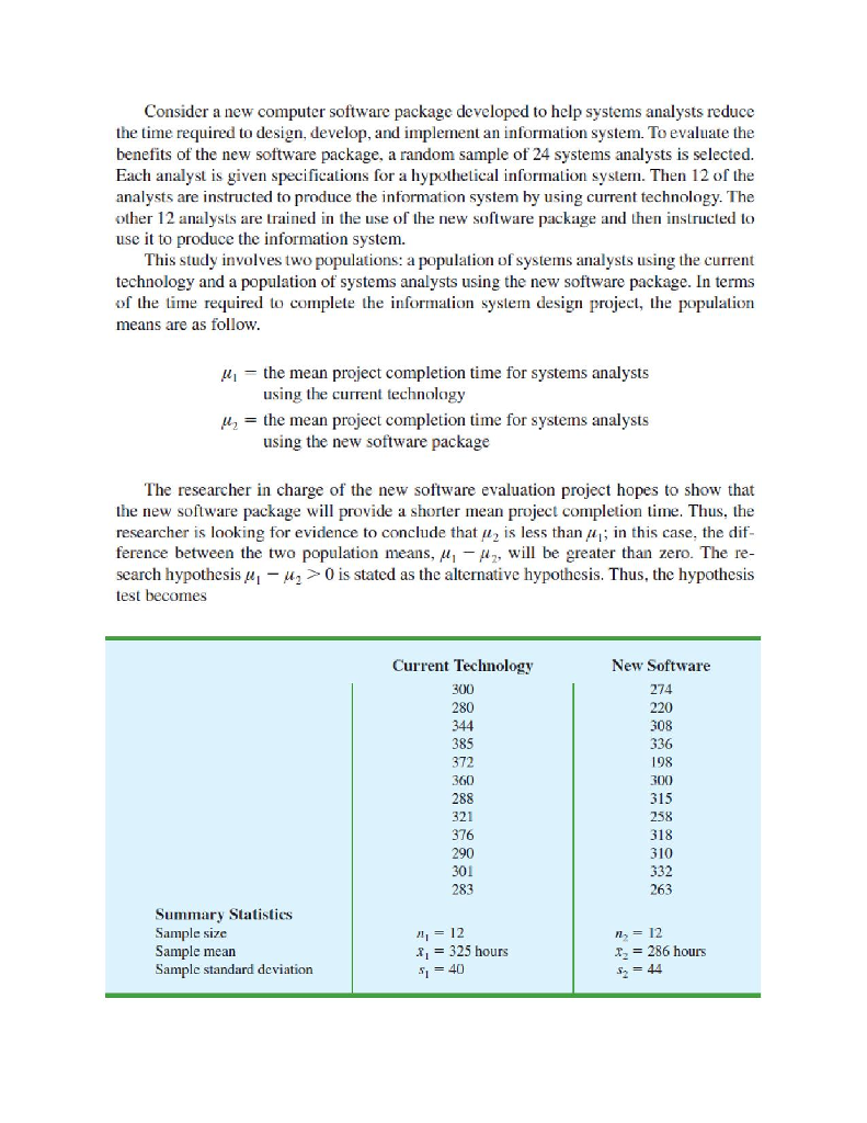 Solved Consider a new computer software package developed to | Chegg.com