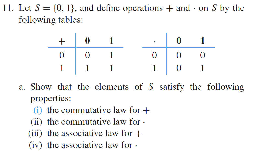 Solved 11. Let S0,1), and define operations and on S by the | Chegg.com