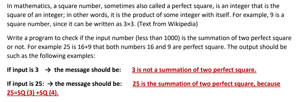 Solved In mathematics, a square number, sometimes also | Chegg.com