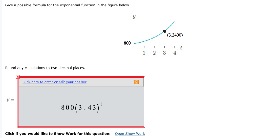 Solved Give a possible formula for the exponential function | Chegg.com