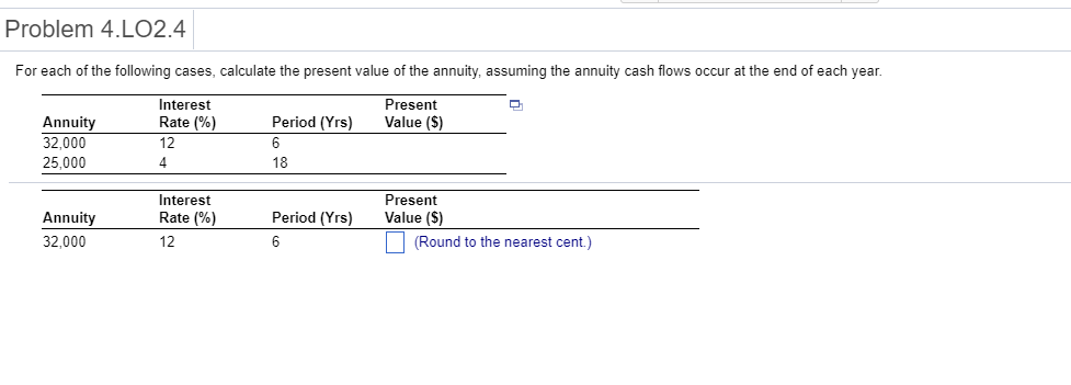 Solved Problem 4.LO2.4 For each of the following cases, | Chegg.com