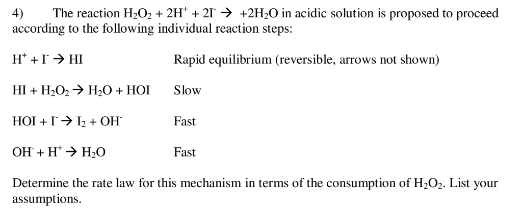 Solved The reaction H2O2+ 2H+ + 21. → +2H20 in acidic | Chegg.com