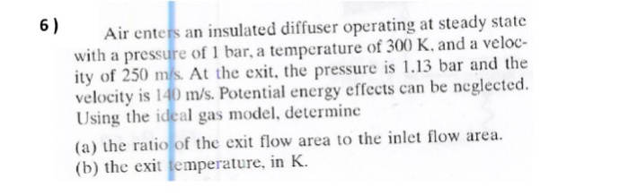 Solved Air enters an insulated diffuser operating at steady | Chegg.com