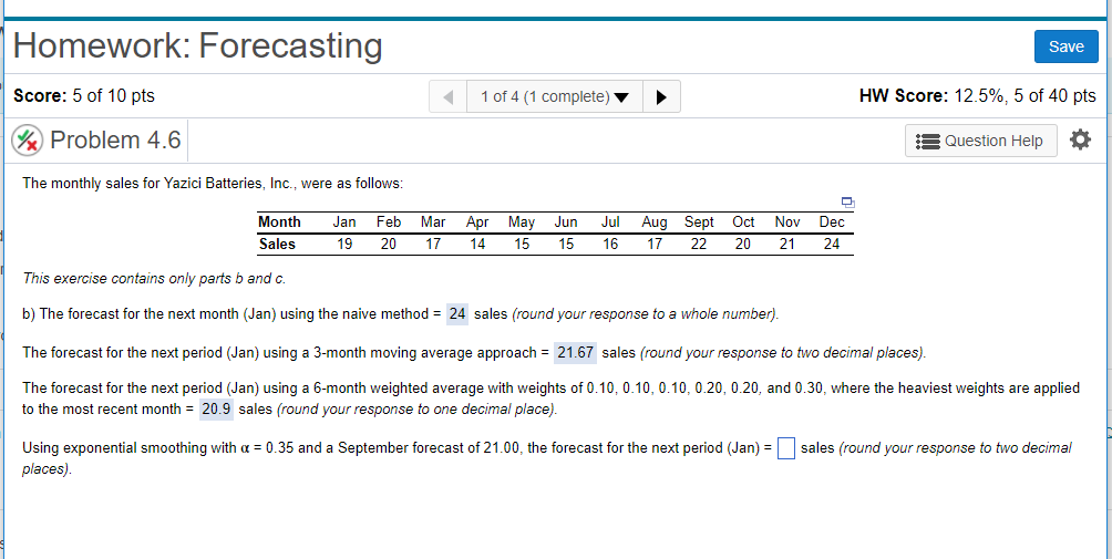 Solved Homework: Forecasting Save Score: 5 of 10 pts 1 of 4 | Chegg.com