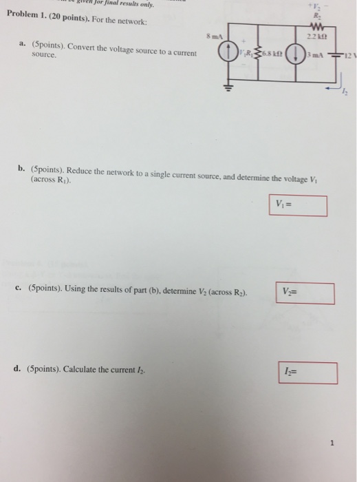 Solved Convert the voltage source to a current source. | Chegg.com