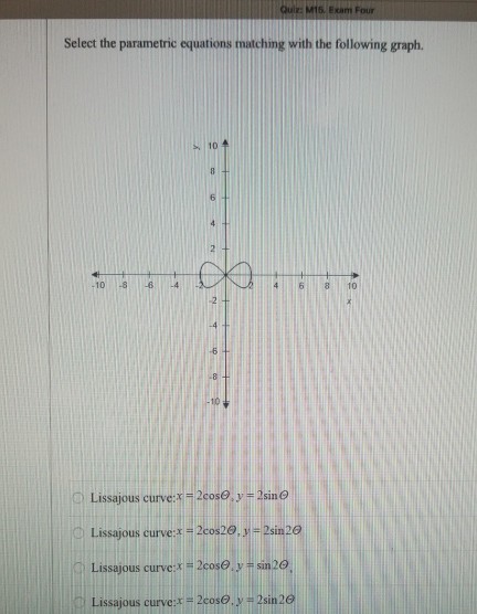 Solved M1S.Exam Four Select the parametric equations | Chegg.com