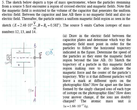 Solved The sketch below depicts a type of mass spectrometer, | Chegg.com