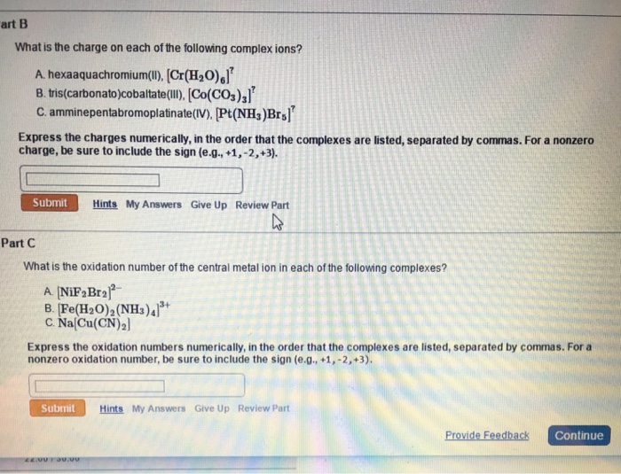 Solved What is the charge on each of the following complex | Chegg.com