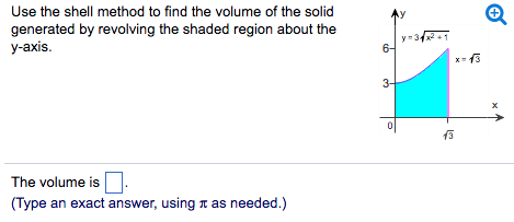 Solved Use the shell method to find the volume of the solid | Chegg.com